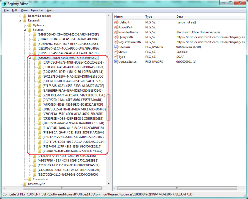 How to Restore the Dictionary in the Research Pane in Office 2016